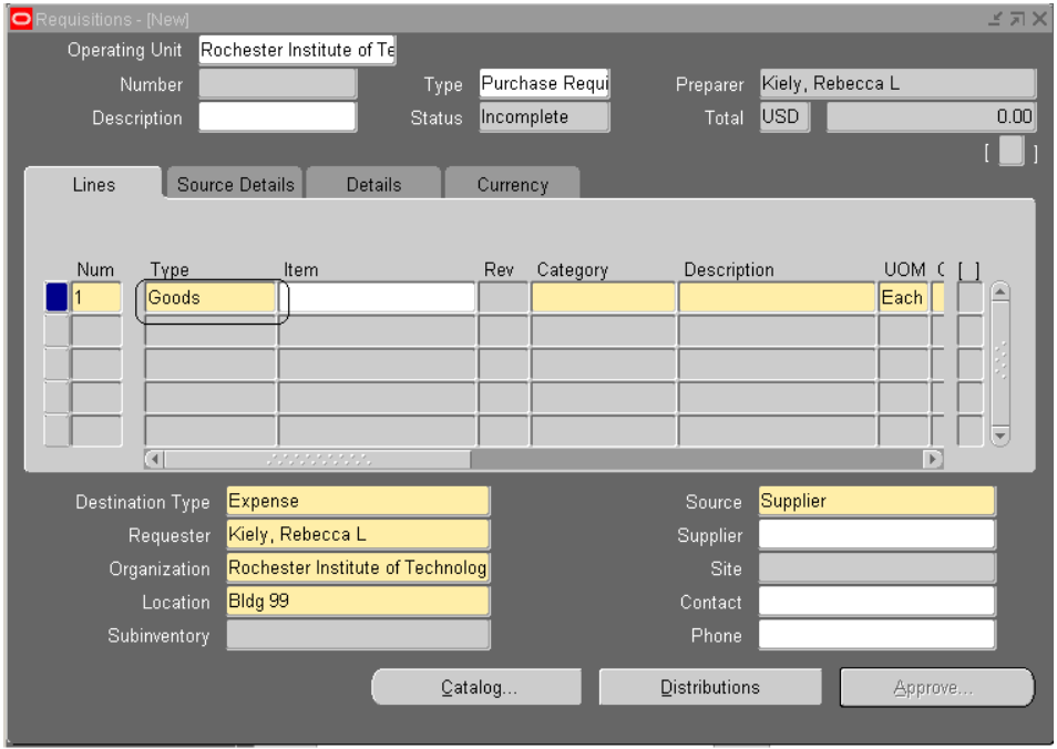 Preparing Requisitions in the Oracle Applications | Office of the Controller | RIT